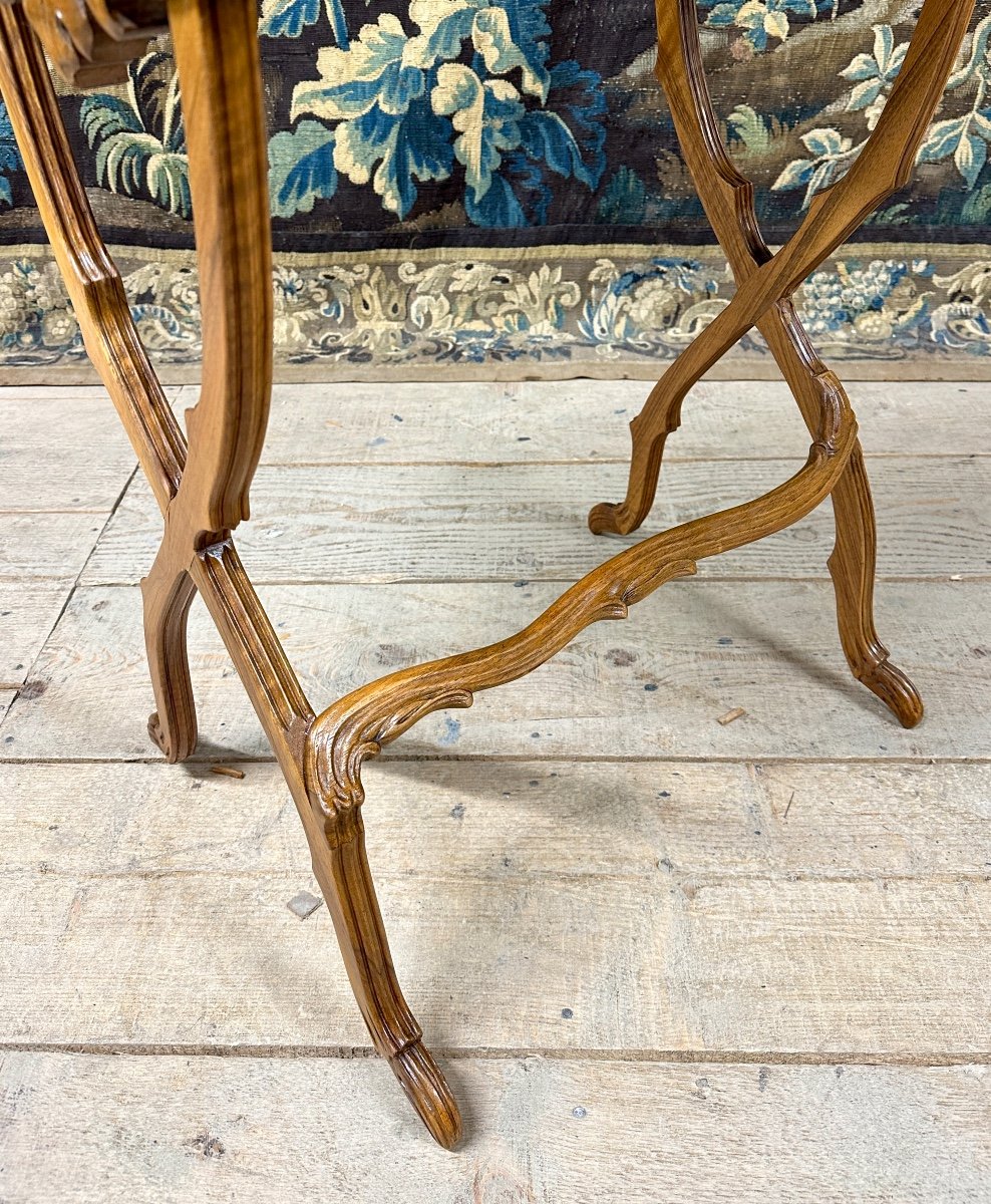 Proantic: émile Gallé - Table à Tiroir En Marqueterie Et Bois Sculp