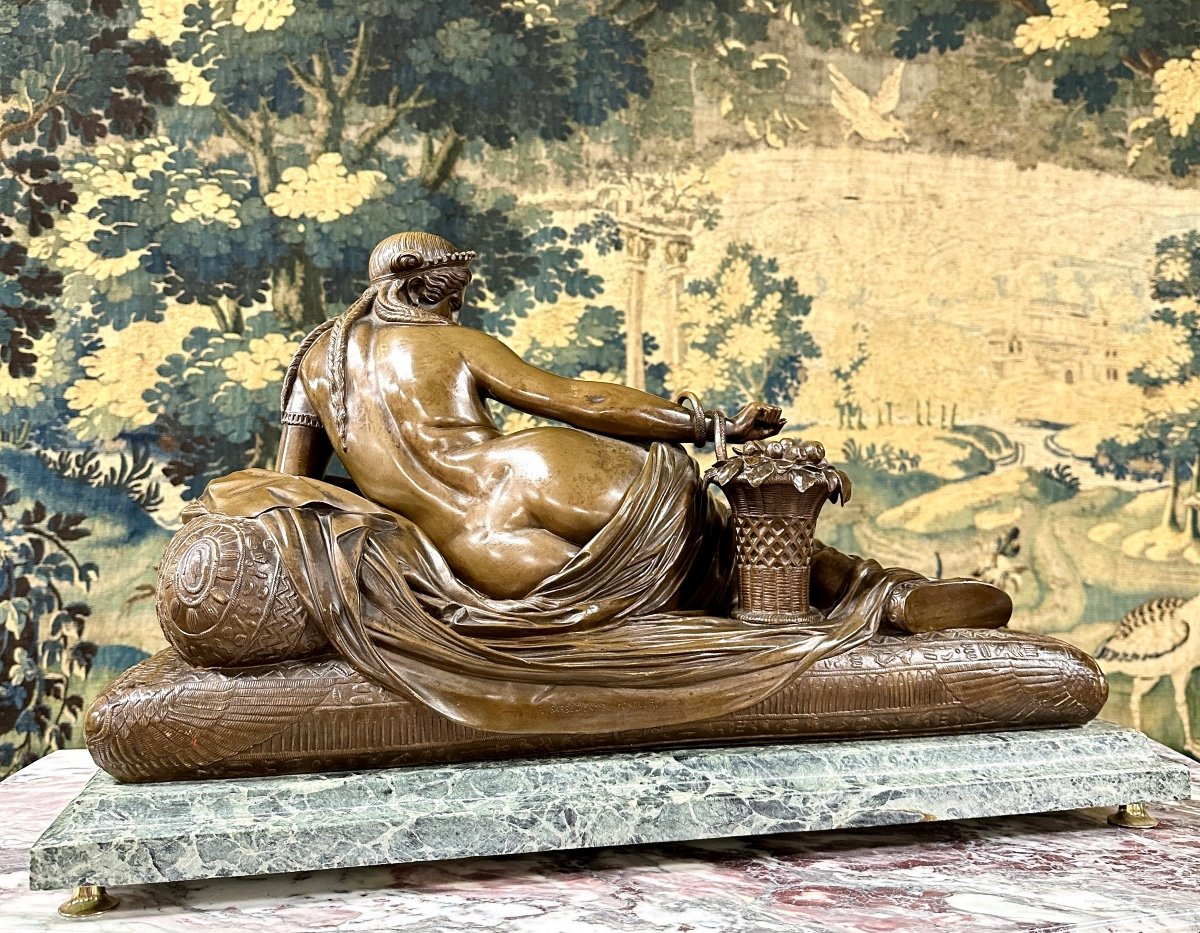 Proantic: Bronze Représentant Cleopatre Allongée, Fonte De Barbedien