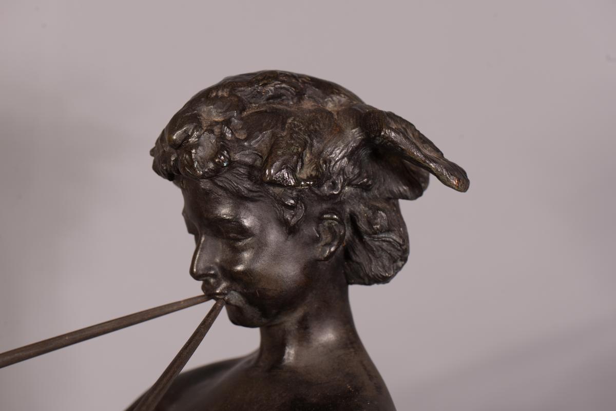 Pan, Bronze Patina Brown Signed Frederick William Macmonnies (1863-193