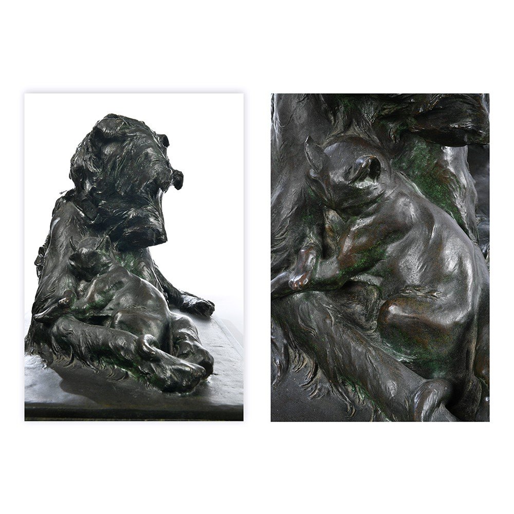 Proantic: Sculpture En Bronze « Les Deux Amis » Signé Charles Pail