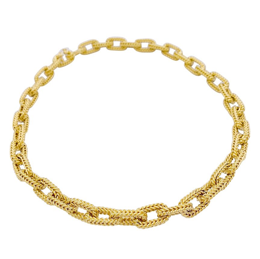 Proantic: Collier Or Jaune Maille Forçat Tressée.