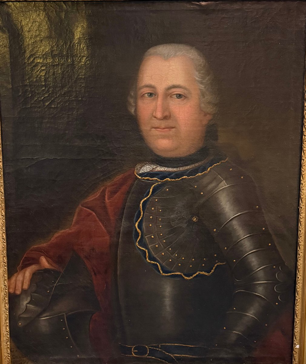 Proantic: Portrait By Jean-pierre Sauvage, 1755, A Gentleman In Armor