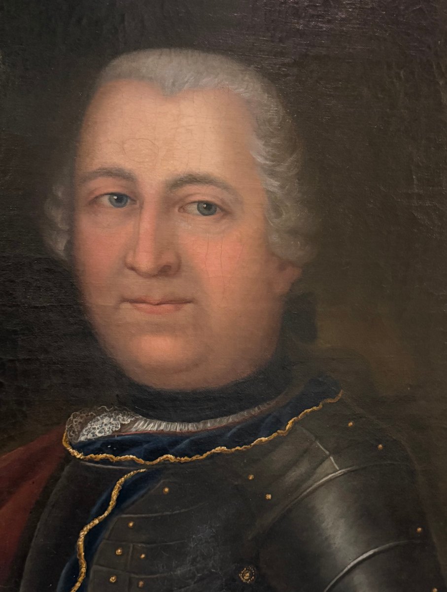 Proantic: Portrait By Jean-pierre Sauvage, 1755, A Gentleman In Armor