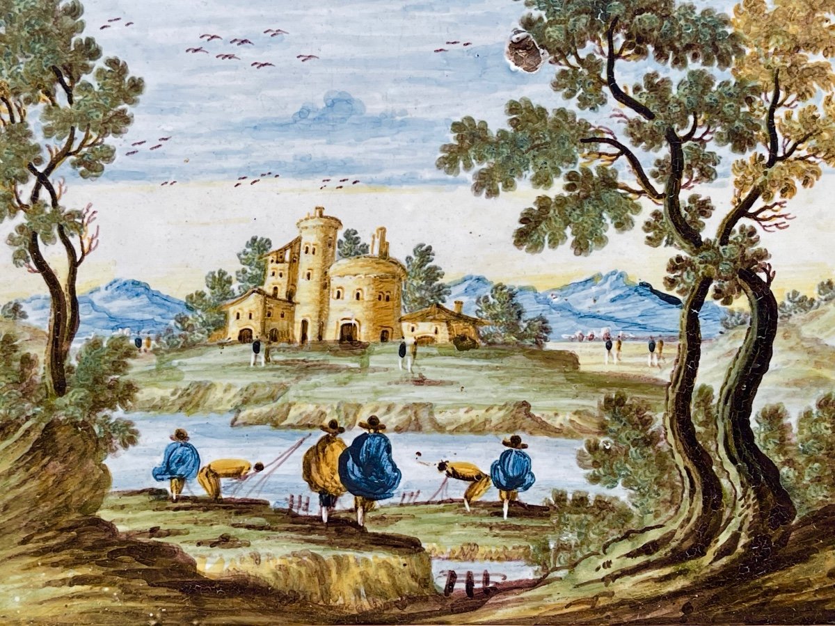 Proantic: Two Castelli Polychrome Ceramic Majolica Plates
