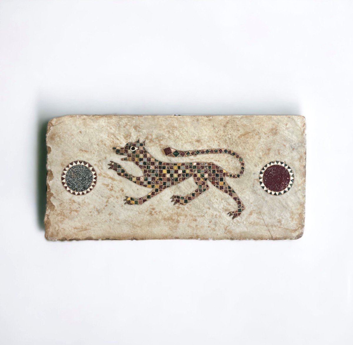 Proantic: White Marble Tile With Animal Figure Inlays And Mosaics Of S