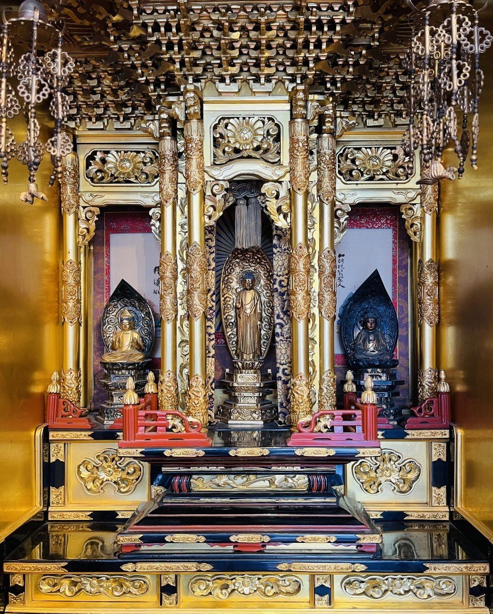 Proantic: Monumental Buddhist Altar, Lacquered And Gilded Wood, Japan