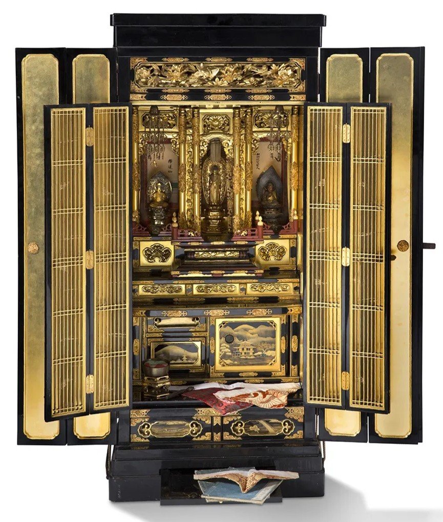 Proantic: Monumental Buddhist Altar, Lacquered And Gilded Wood, Japan