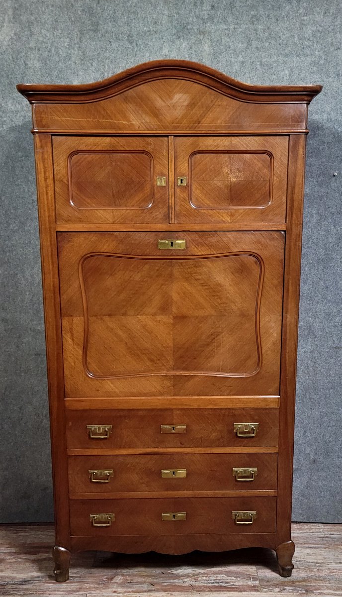 Proantic: Rare Biedemeier Guillotine Secretary Desk, Made Of Walnut An