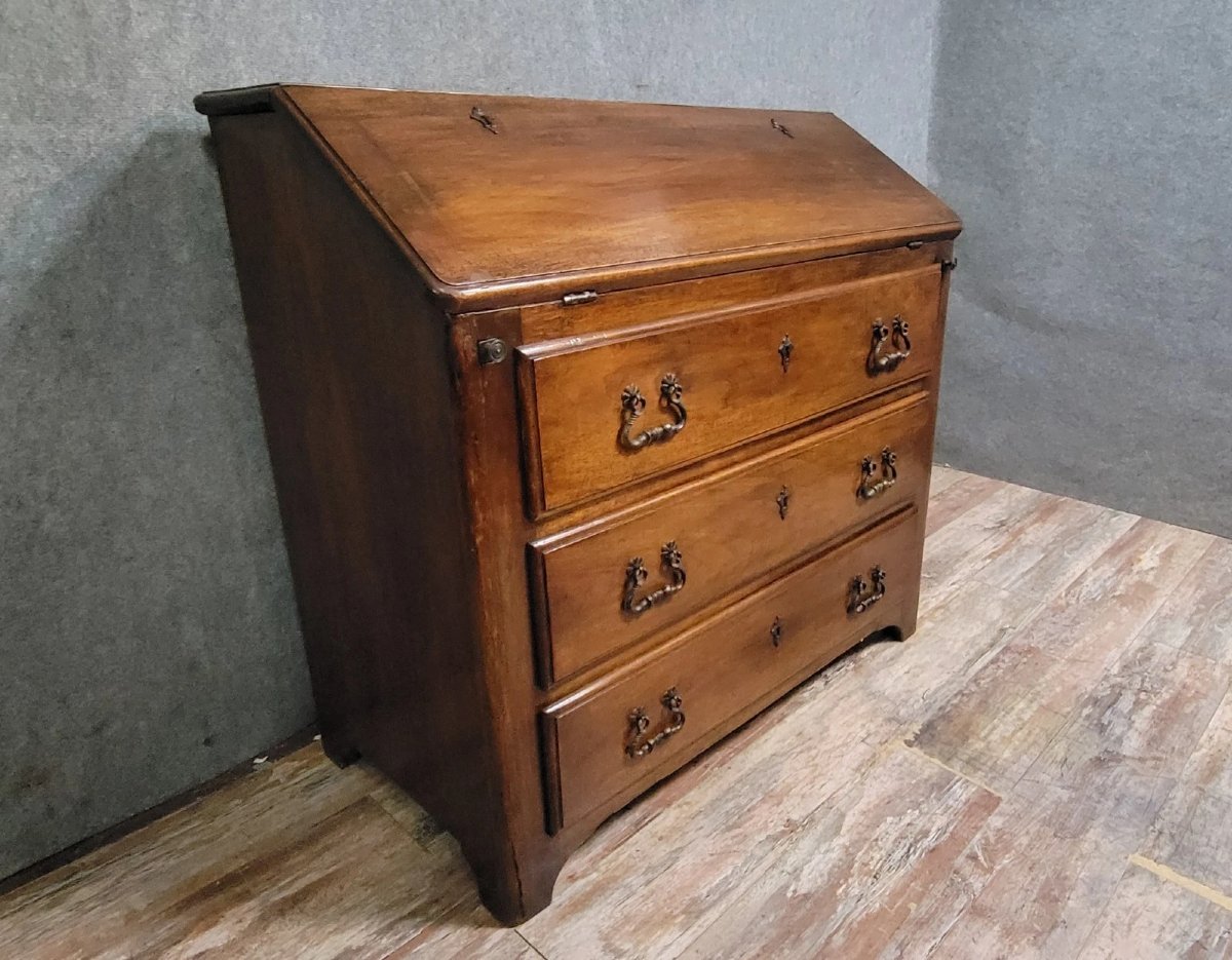 Proantic: Lombardy, 17th Century: Antique Drop-front Chest Of Drawers