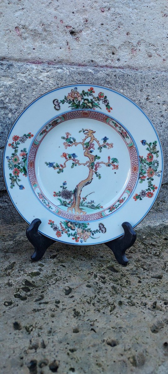Proantic: Beautiful Pair Of Kangxi Plates With The Golden Tree. Around