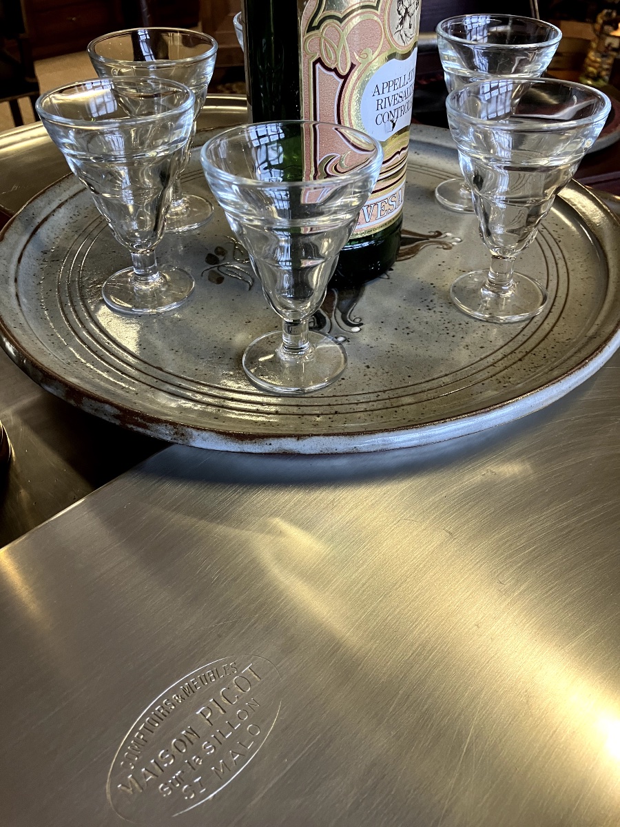 Proantic: Oak Wood Tinned Bar Counter