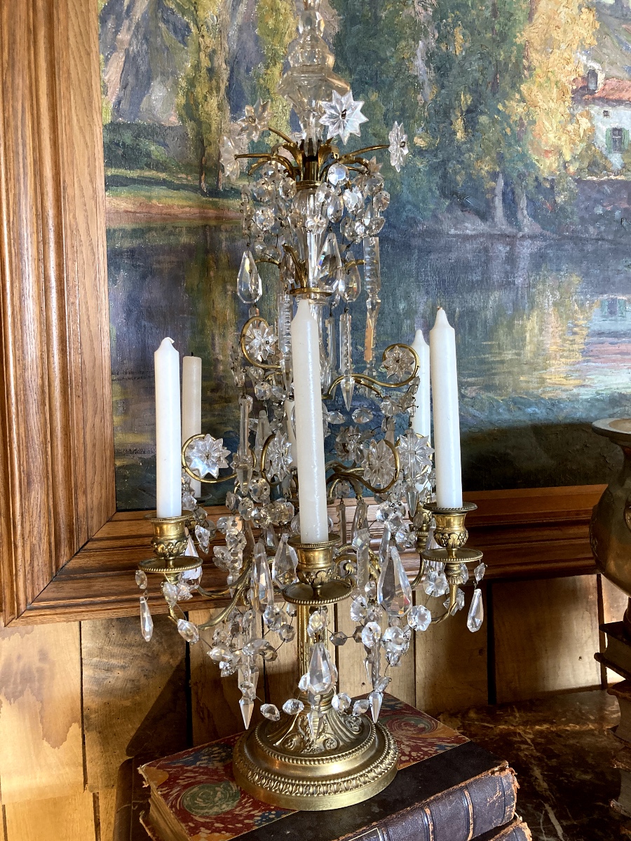 Proantic: Large Girandole In Crystal And Gilt Bronze – Louis XVI Style