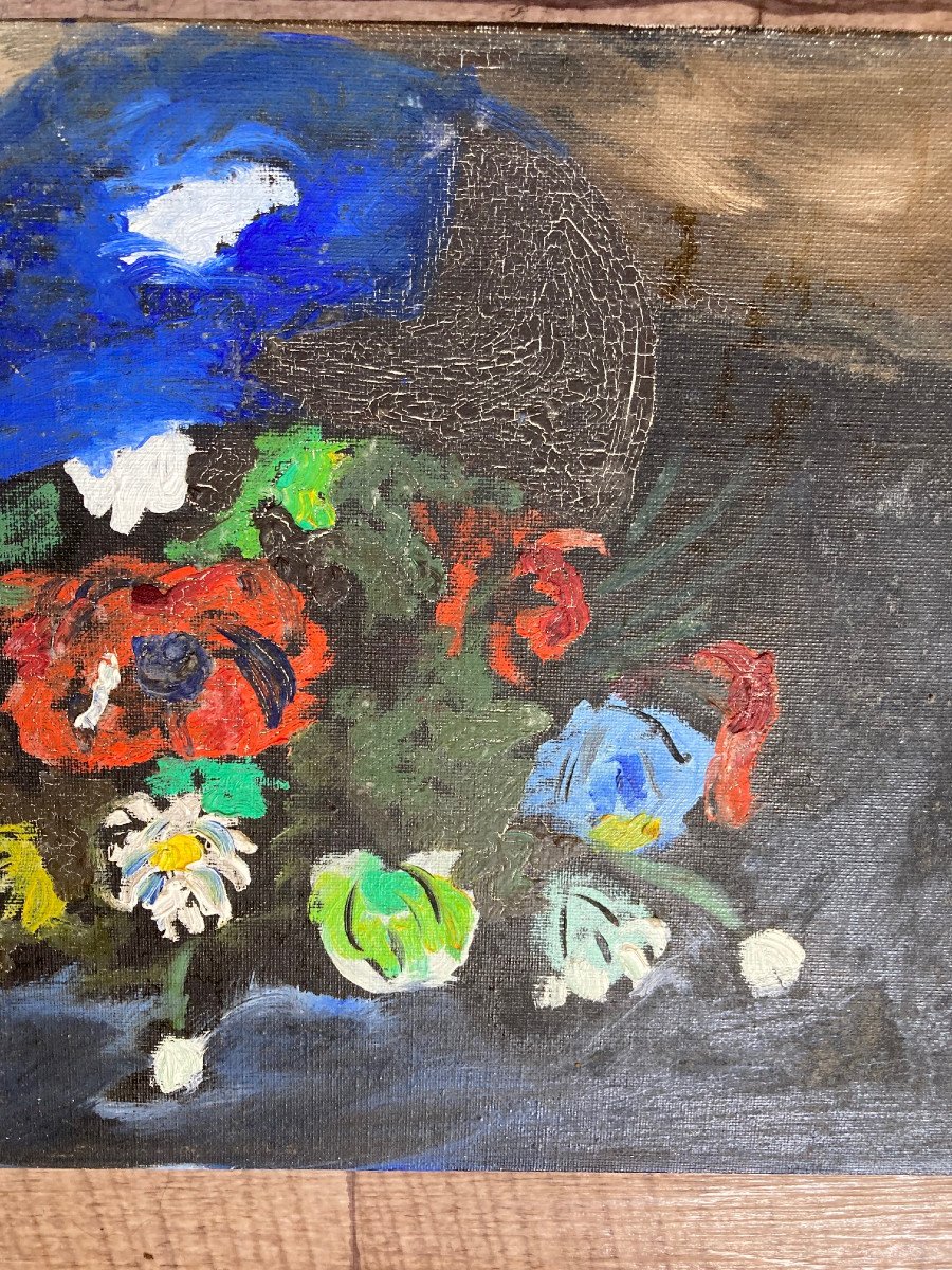 Toffoli Louis Oil On Canvas Bouquet Of Flowers Circa 1930