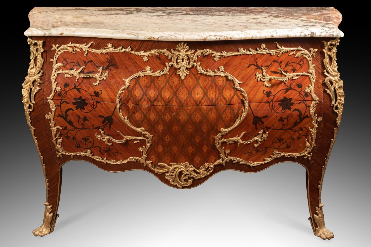 Proantic: Large Commode, Louis XV Style, 19th Century