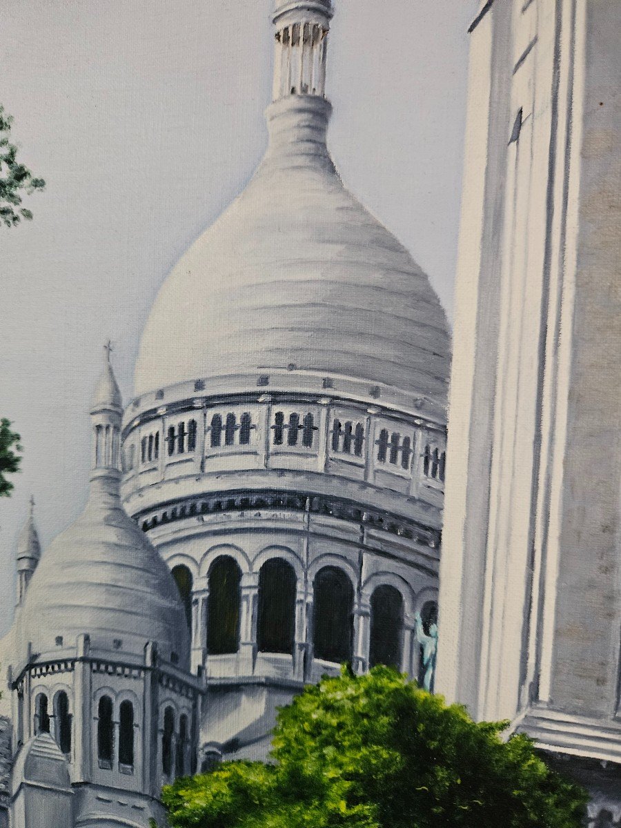 Proantic: Michel Cellier (1937-) The Sacred Heart, Paris - Oil On Canv