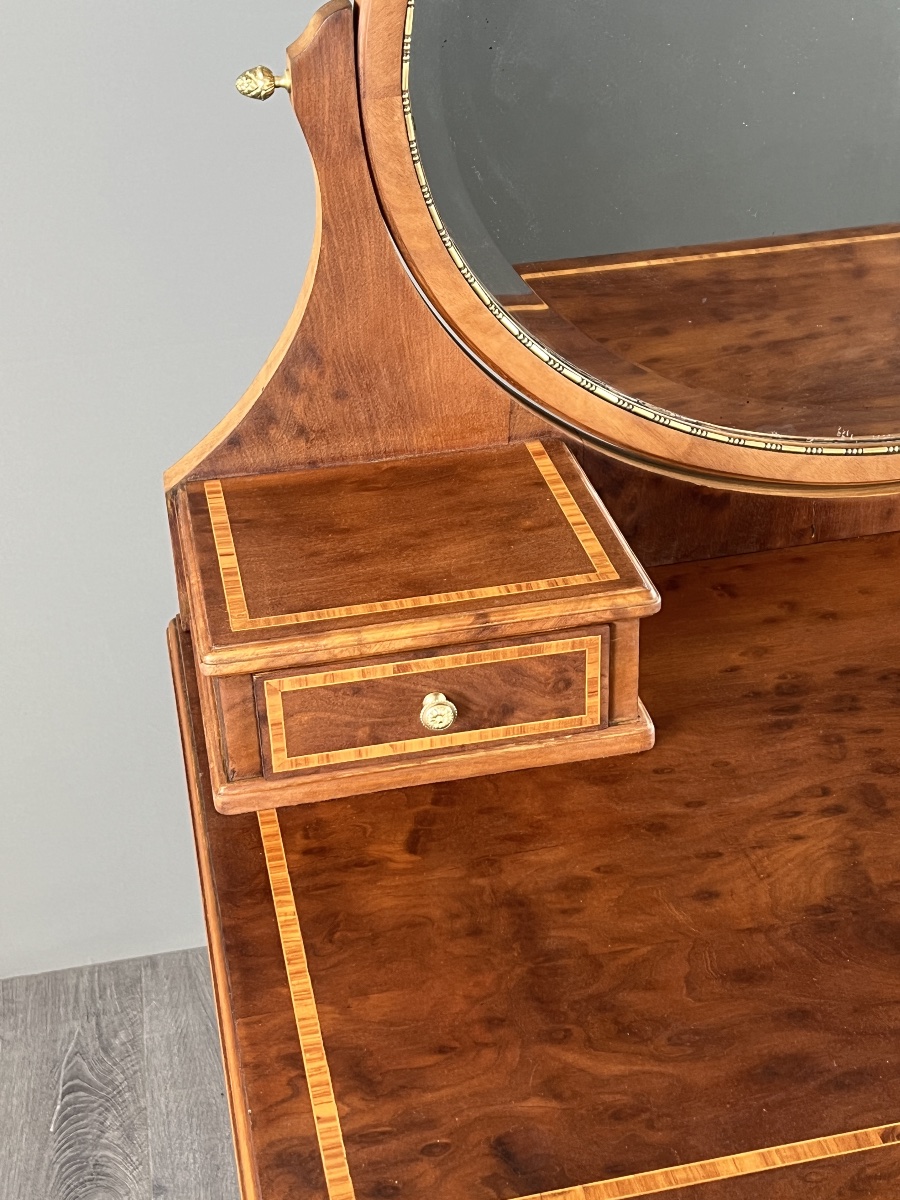 Proantic: Louis XVI-style Dressing Table In Marquetry, 20th Century