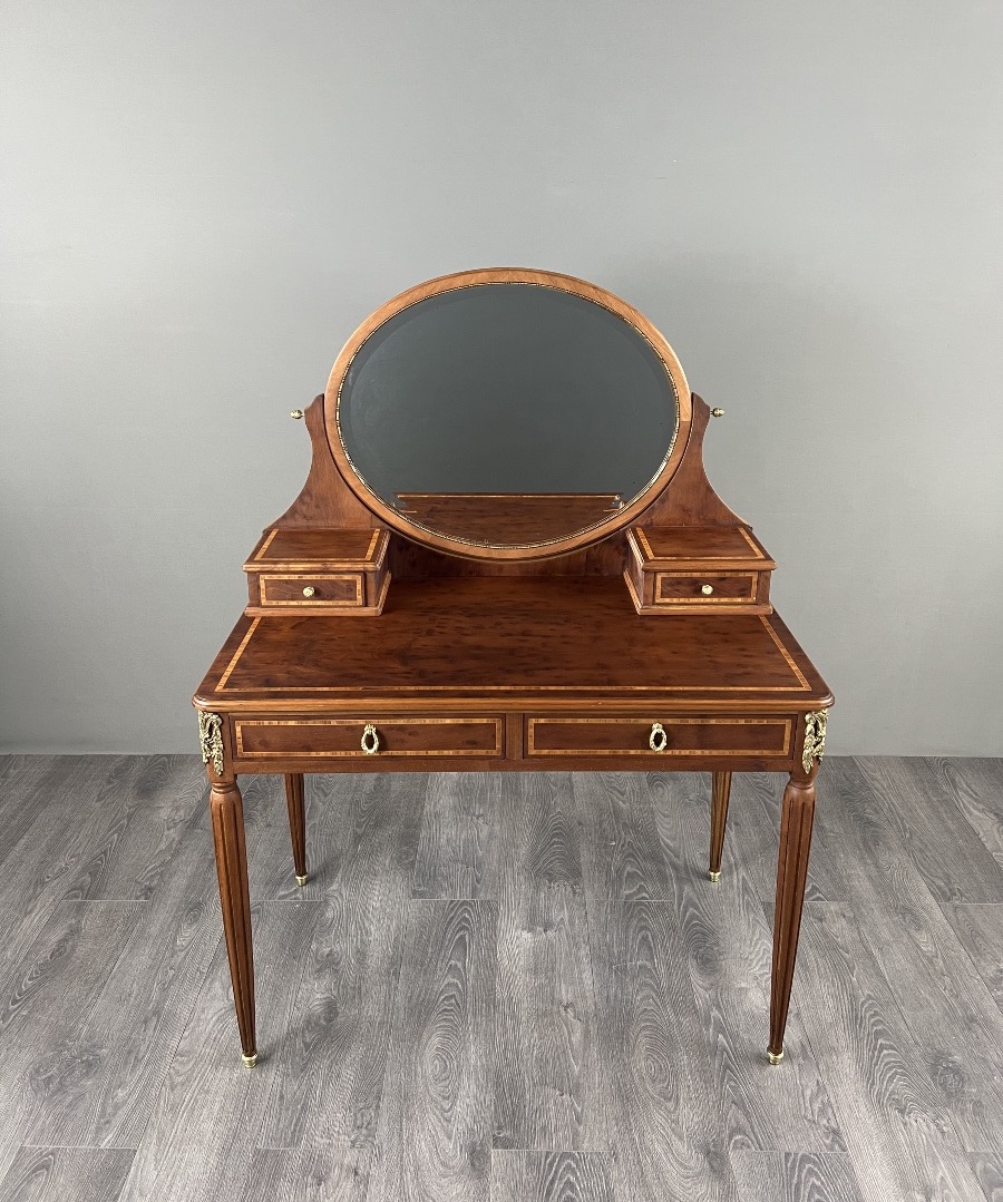Proantic: Louis XVI-style Dressing Table In Marquetry, 20th Century