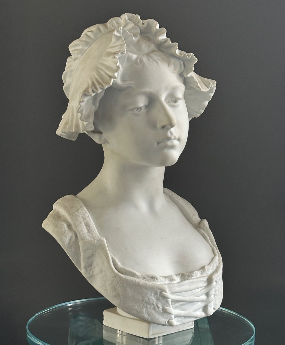 Proantic: Ernesto Troili, Sculpture Buste De Jeune Femme Signée Epoque