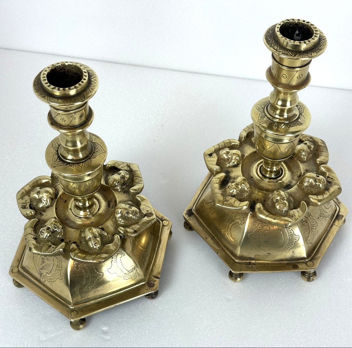 Proantic: A Holy Roman Empire Pair Of Bronze Candlesticks, Early 17th