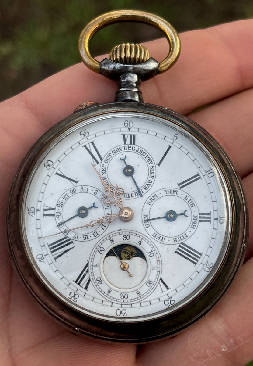Proantic: Pocket Watch Moon Phases Calendars Circa 1900