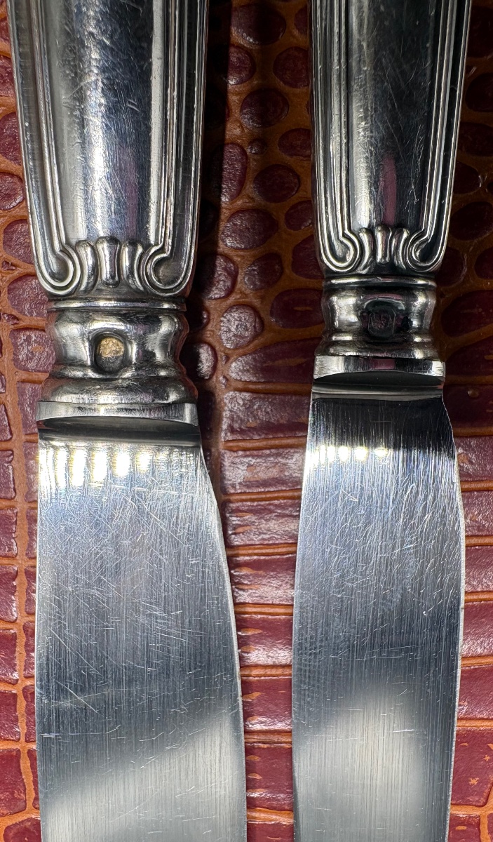 Proantic: Series Of Two Times Twelve Knives Mounted Solid Silver From