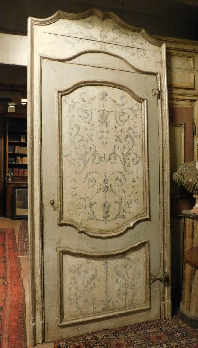 Proantic: Ancient Lacquered And Hand Painted Door With Floral Motifs T