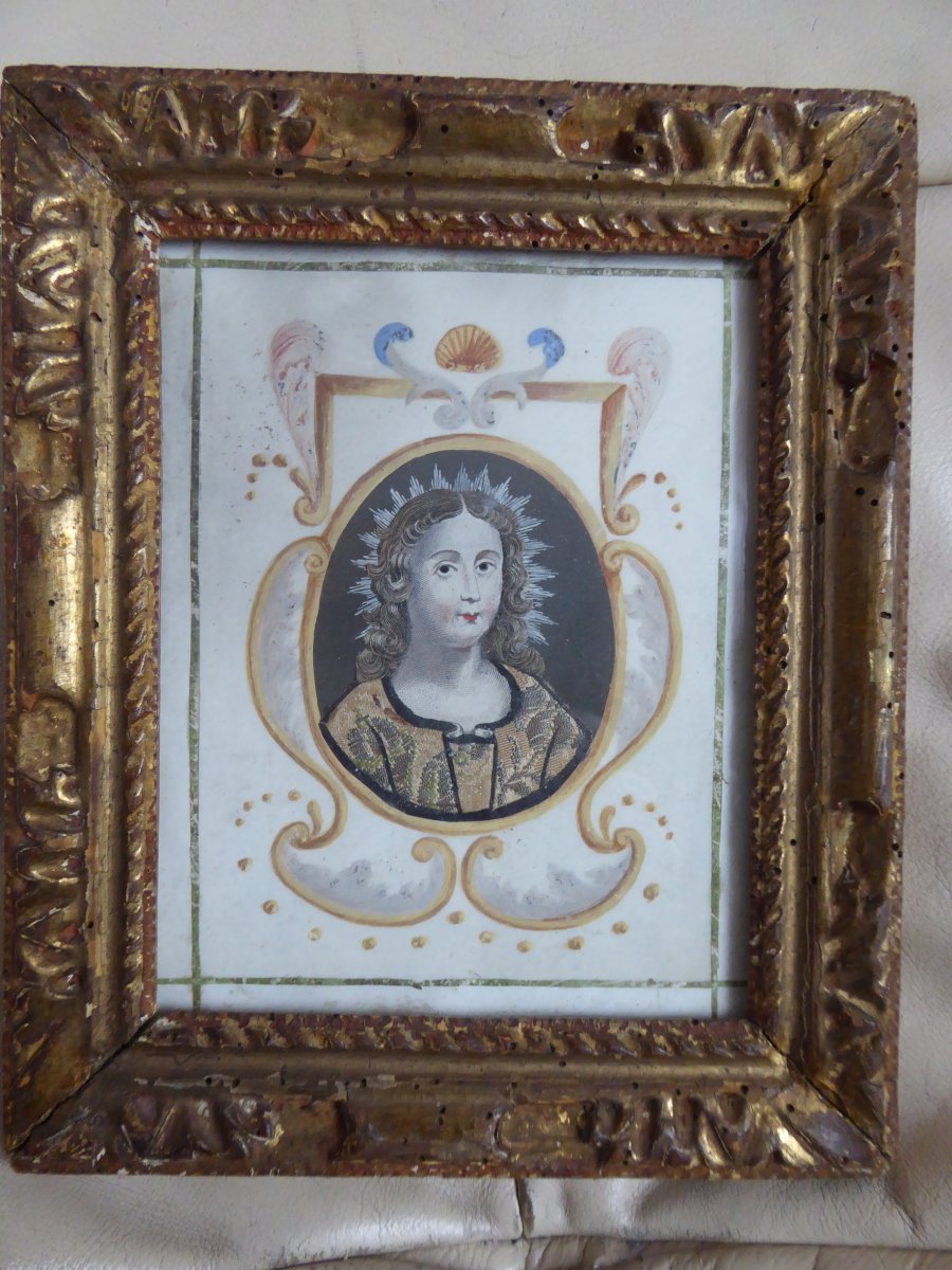 Proantic: A Pair, Framed Religious Portraits, 17th Century Period.