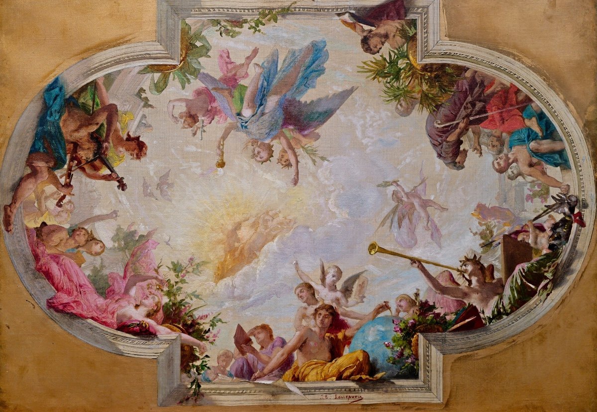 Proantic: Jules Eugène Lenepveu - Sketch For The Ceiling Of The Hôtel