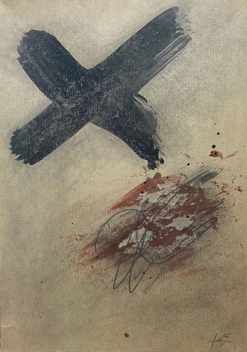 Proantic: Antoni Tàpies - Mixed Technique On Cardboard - 1970