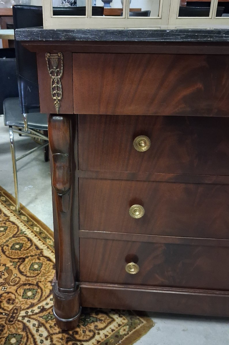 Proantic: Empire-style Chest Of Drawers With Swan-neck Legs