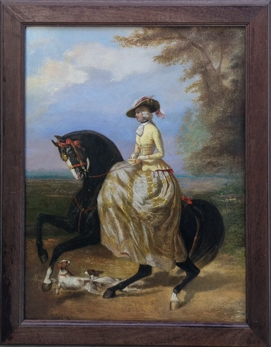 Proantic: Alfred De Dreux (after) - Portrait Of A Woman Riding Side-sa