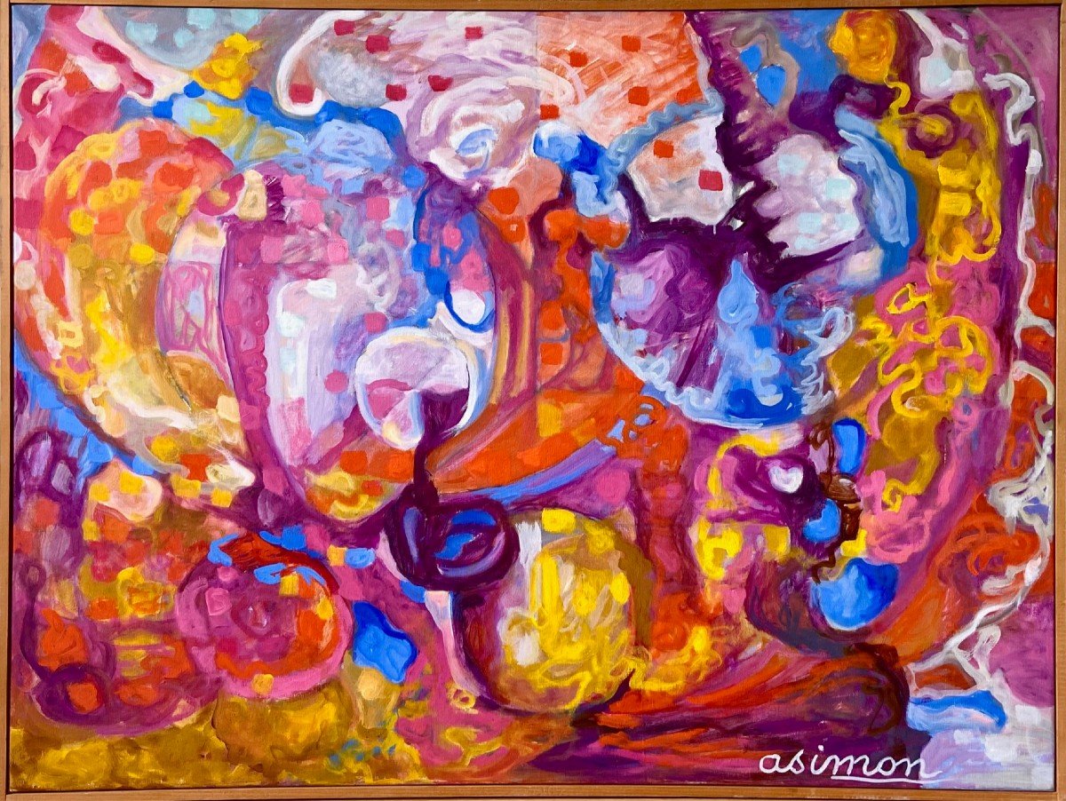 Proantic: Andrée Simon (1896-1981), Tableau Composition Abstraite, Hu