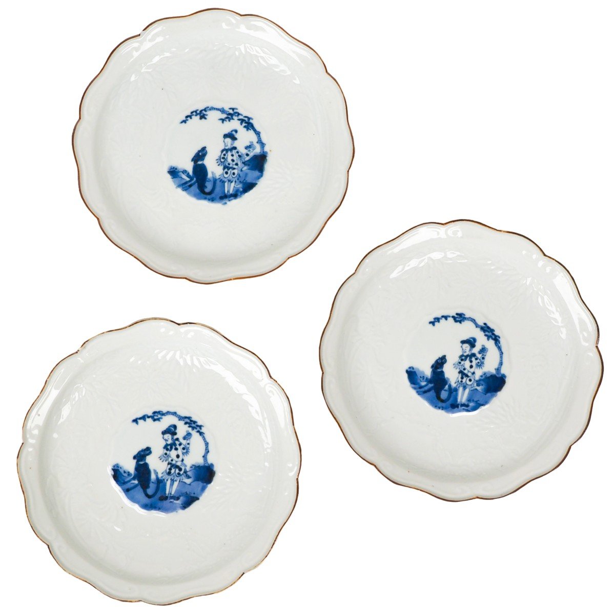 Proantic: Set Japanese Arita 'dog Training' Plates