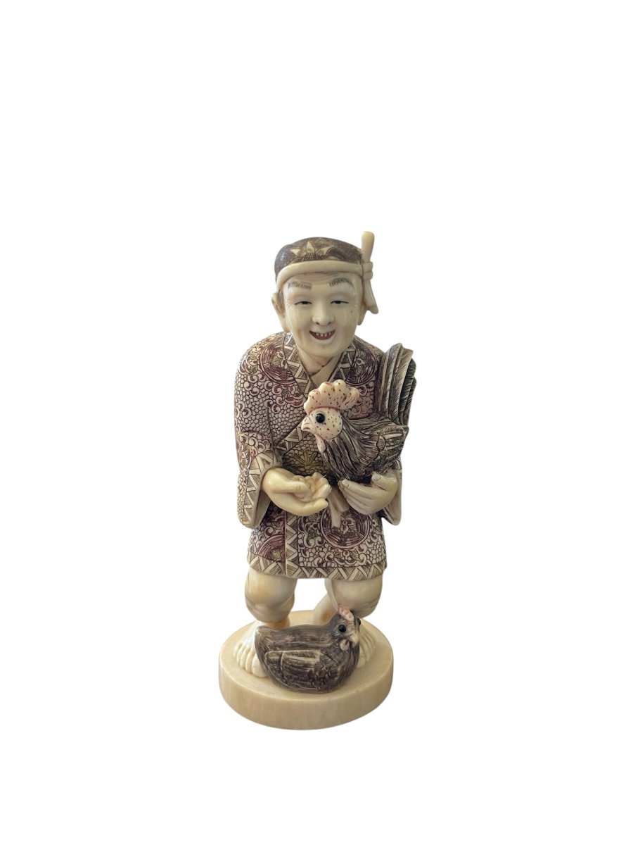 Proantic: Beautiful Ivory Okimono From Japan, Meiji Period