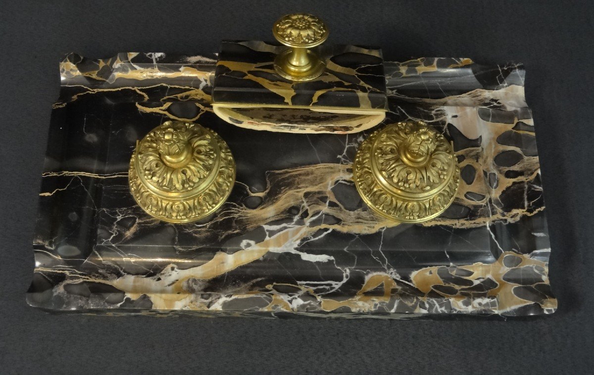 Proantic: Portor Marble Ink Tray And Its Blotter Pad, Napoleon III, 42