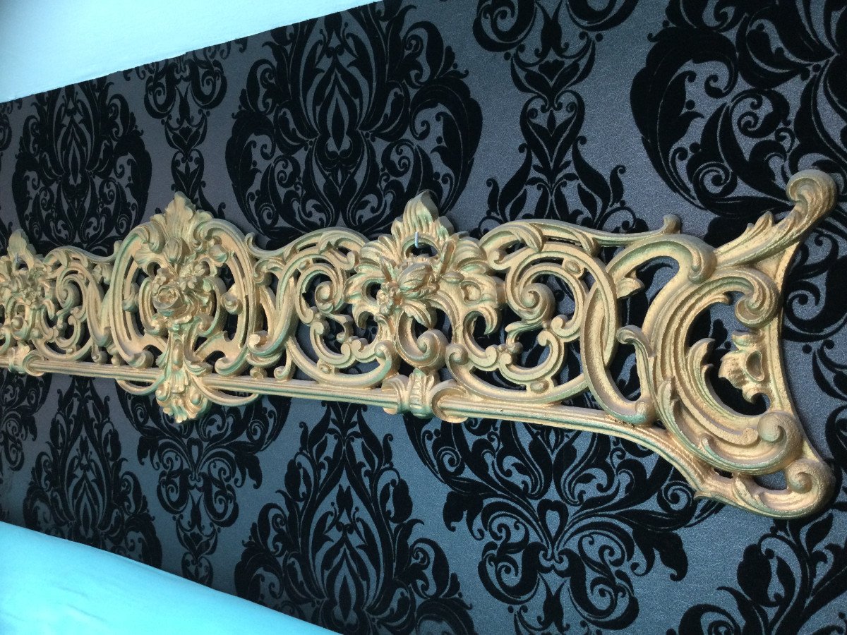 Very Decorative Golden Cast Iron Headboard