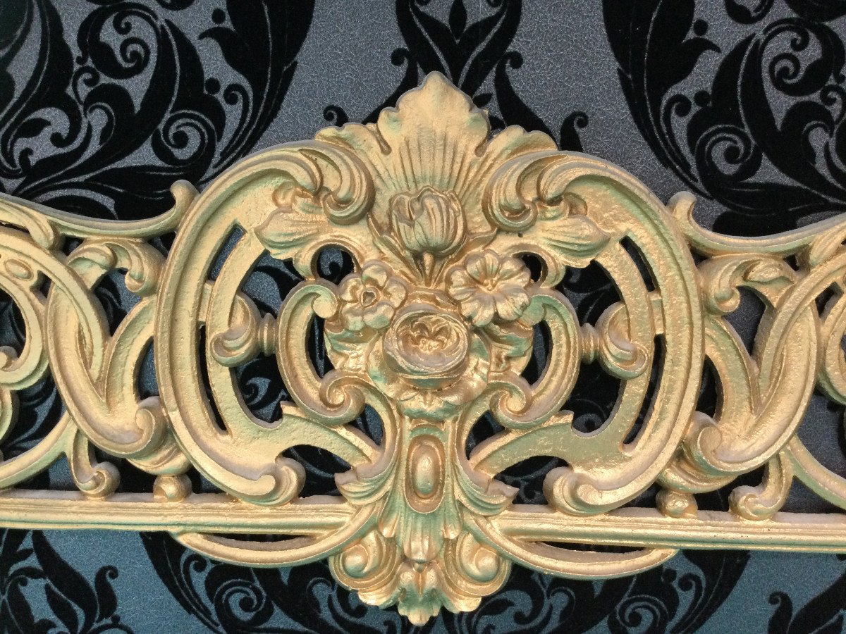 Very Decorative Golden Cast Iron Headboard