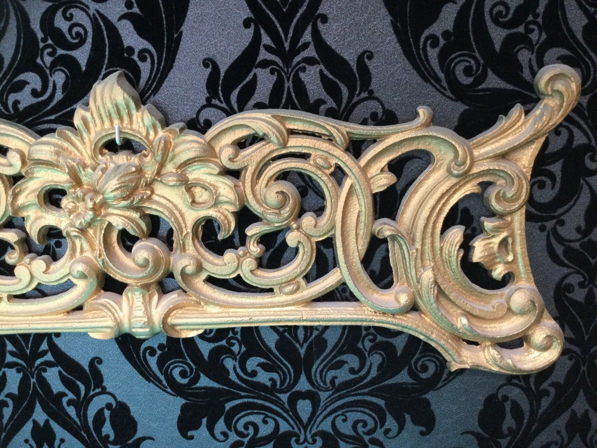 Very Decorative Golden Cast Iron Headboard